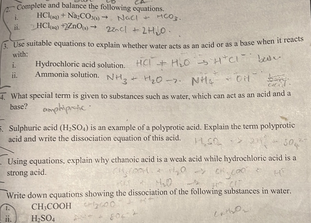 2. Complete and balance the following | StudyX