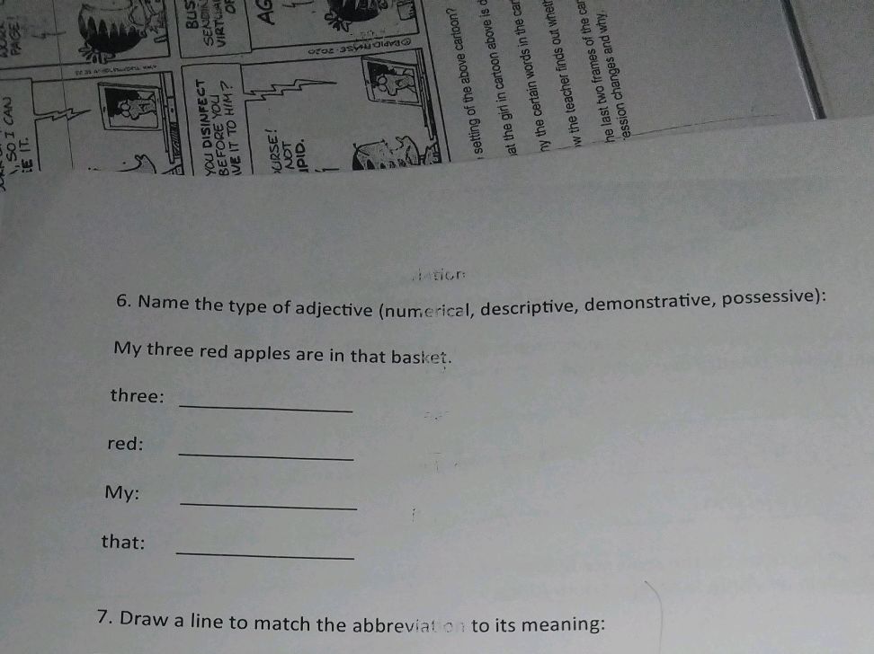 6. Name the type of adjective (numerical, | StudyX