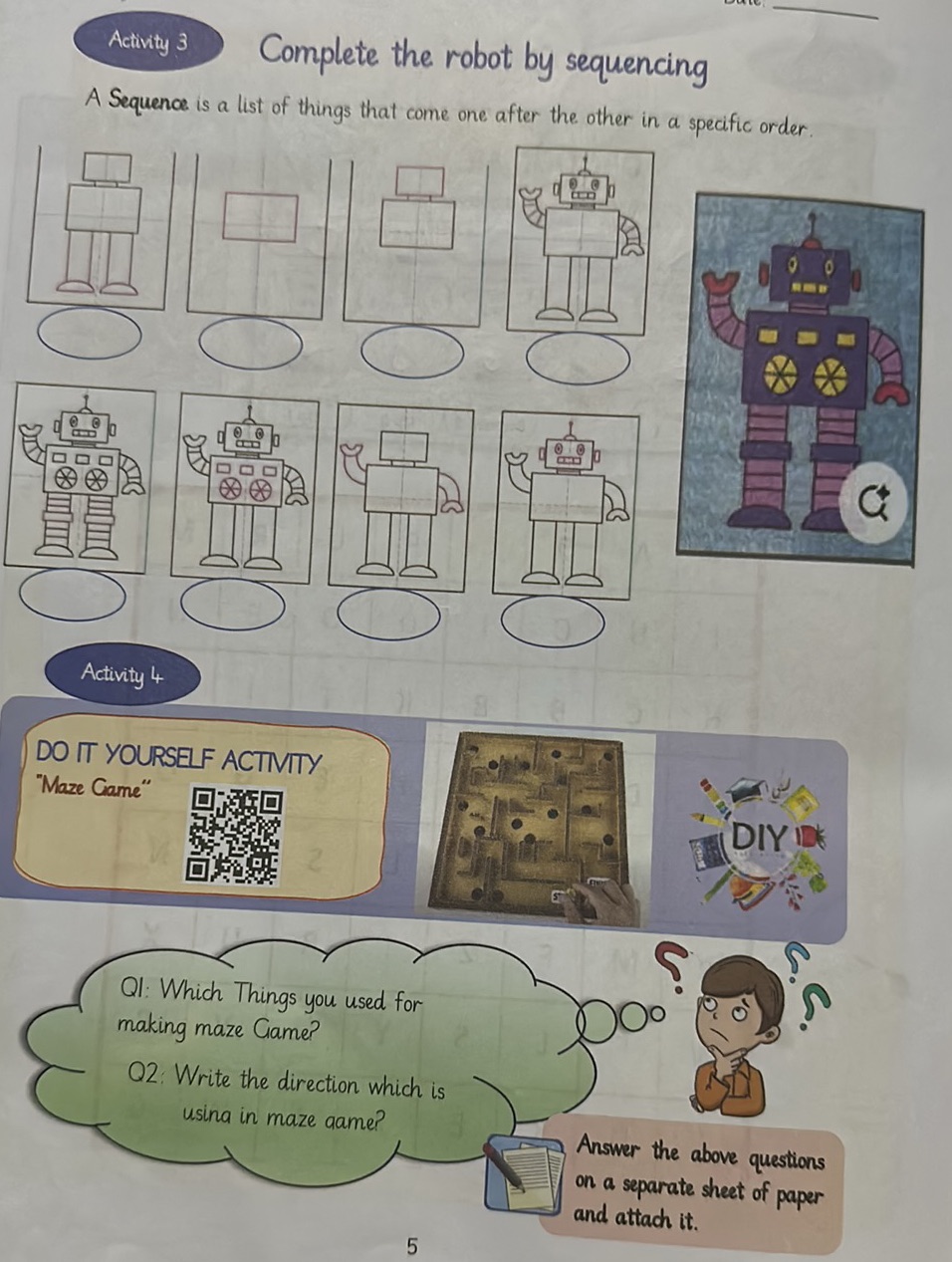 Activity 3 Complete the robot by sequencing | StudyX