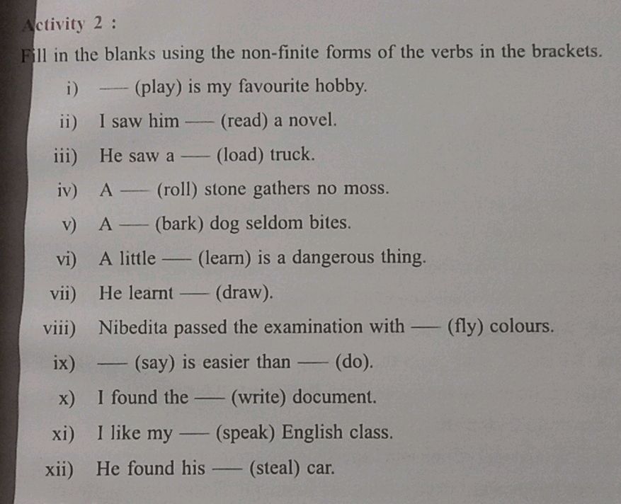 Activity 2: Fill in the blanks using the | StudyX
