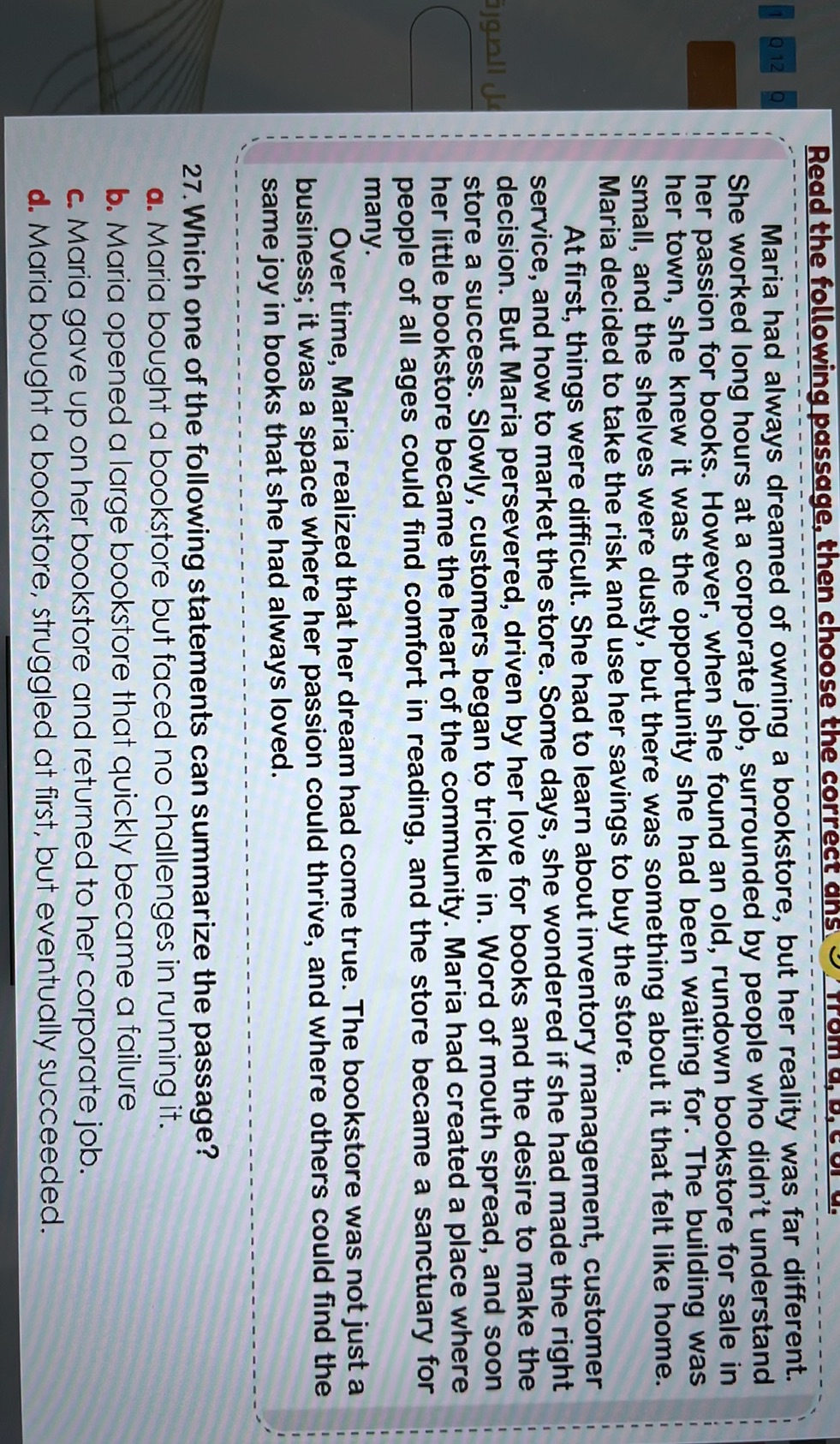 Read the following passage, then choose the | StudyX