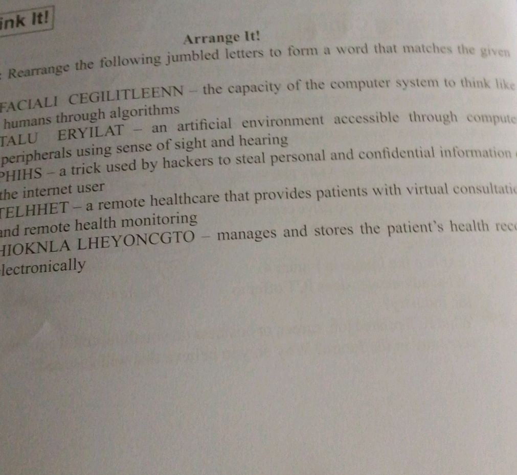 Rearrange the following jumbled letters to | StudyX