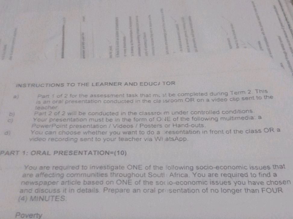 PART 1: ORAL PRESENTATION=(10) You are | StudyX