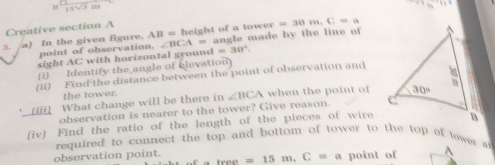 a) In the given figure, AB = height of a | StudyX