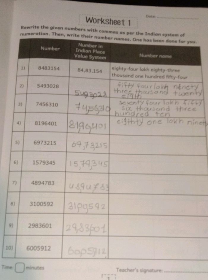 Rewrite the given numbers with commas as per | StudyX