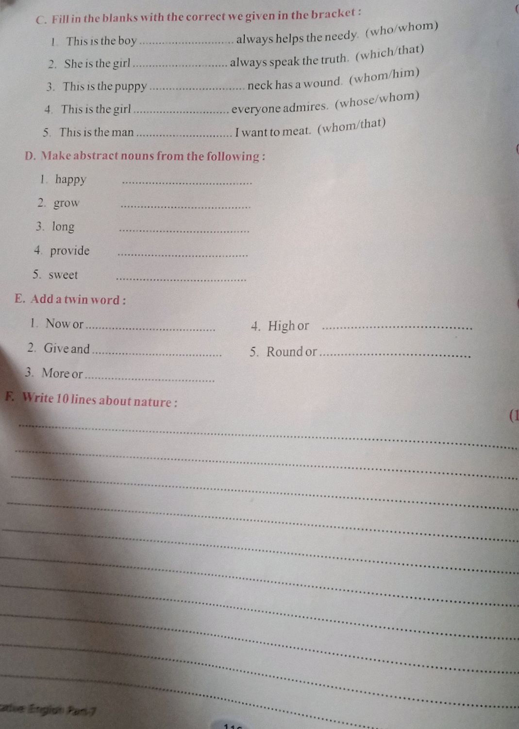 C. Fill in the blanks with the correct we | StudyX