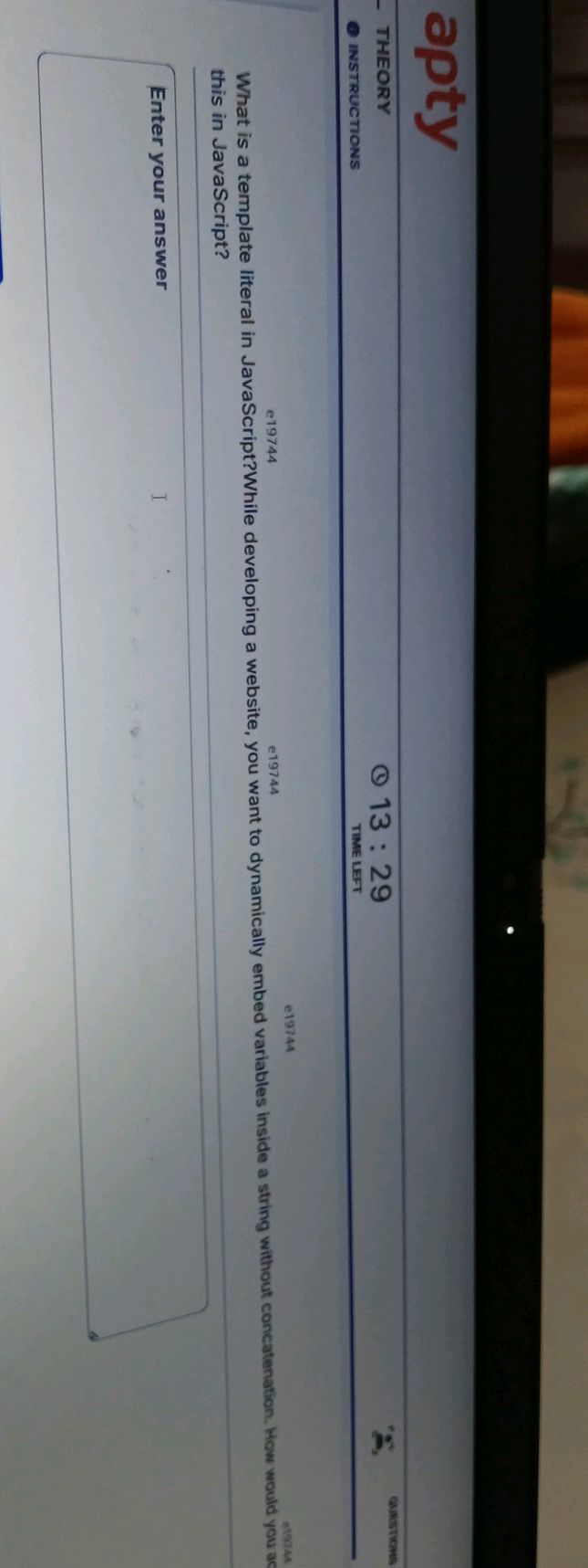 What is a template literal in JavaScript? | StudyX