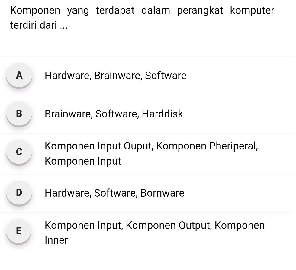 Komponen yang terdapat dalam perangkat | StudyX