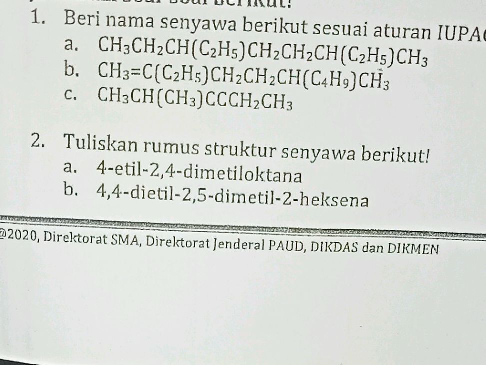 Beri nama senyawa berikut sesuai aturan | StudyX