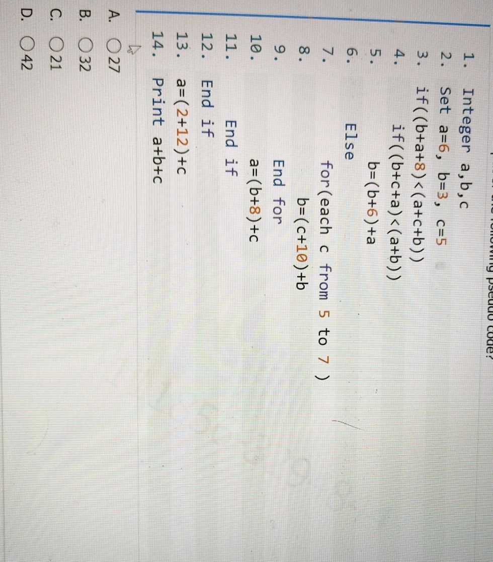 What is the output of the following pseudo | StudyX