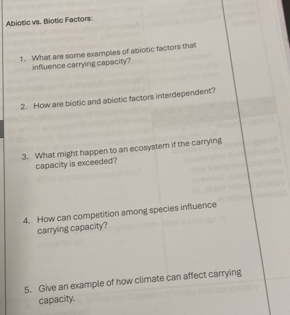 Abiotic vs. Biotic Factors: 1. What are | StudyX