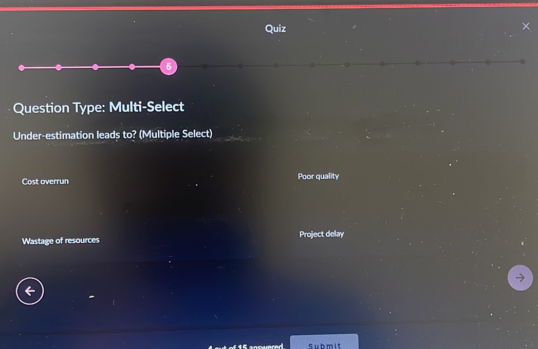 Under-estimation leads to? (Multiple Select) | StudyX