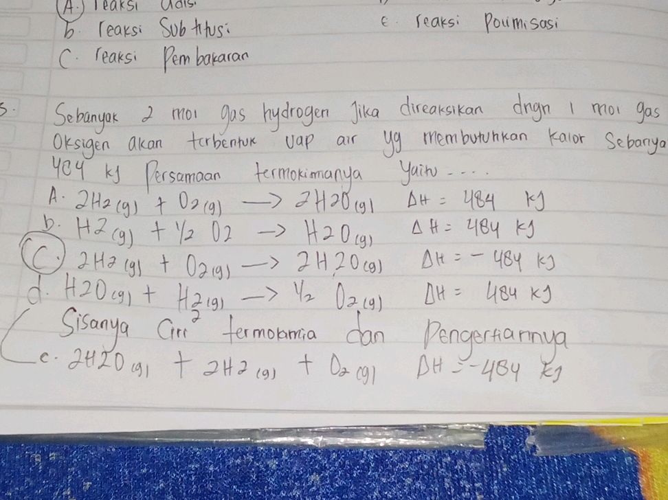 Sebanyak 2 mol gas hydrogen jika direaksikan | StudyX