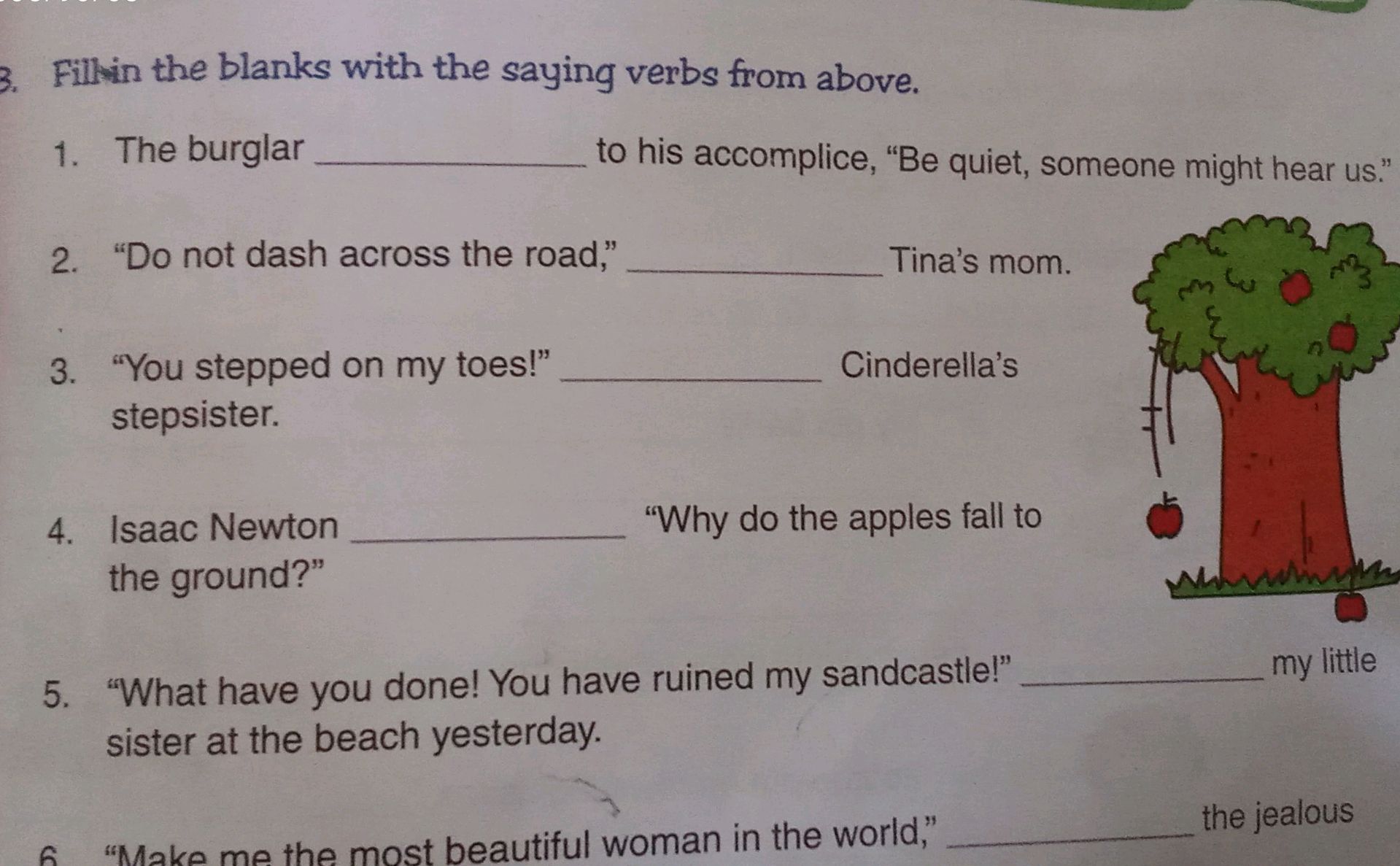 3. Fill in the blanks with the saying verbs | StudyX