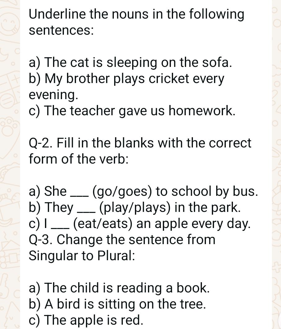 Underline the nouns in the following | StudyX