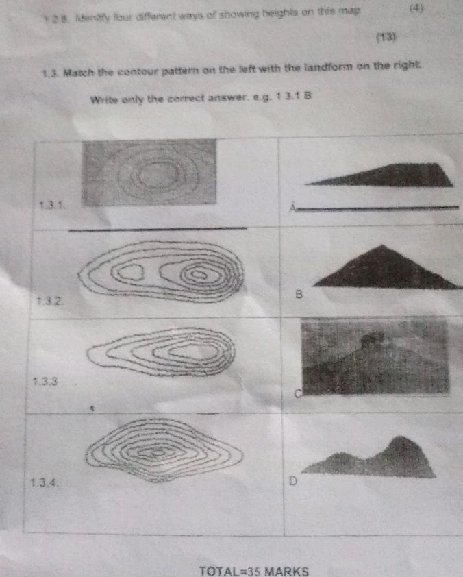 1. 3. Match the contour pattern on the left | StudyX