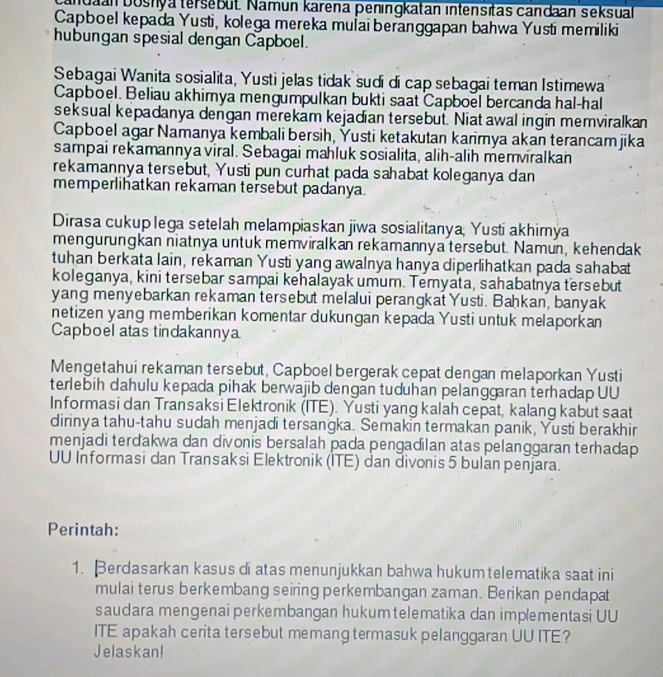 Perintah: 1. Berdasarkan kasus di atas | StudyX