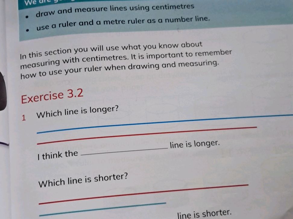 1 Which line is longer? I think the ______ | StudyX