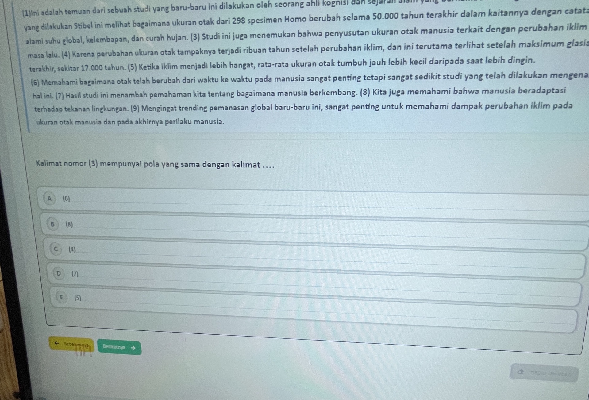 Kalimat nomor (3) mempunyai pola yang sama | StudyX