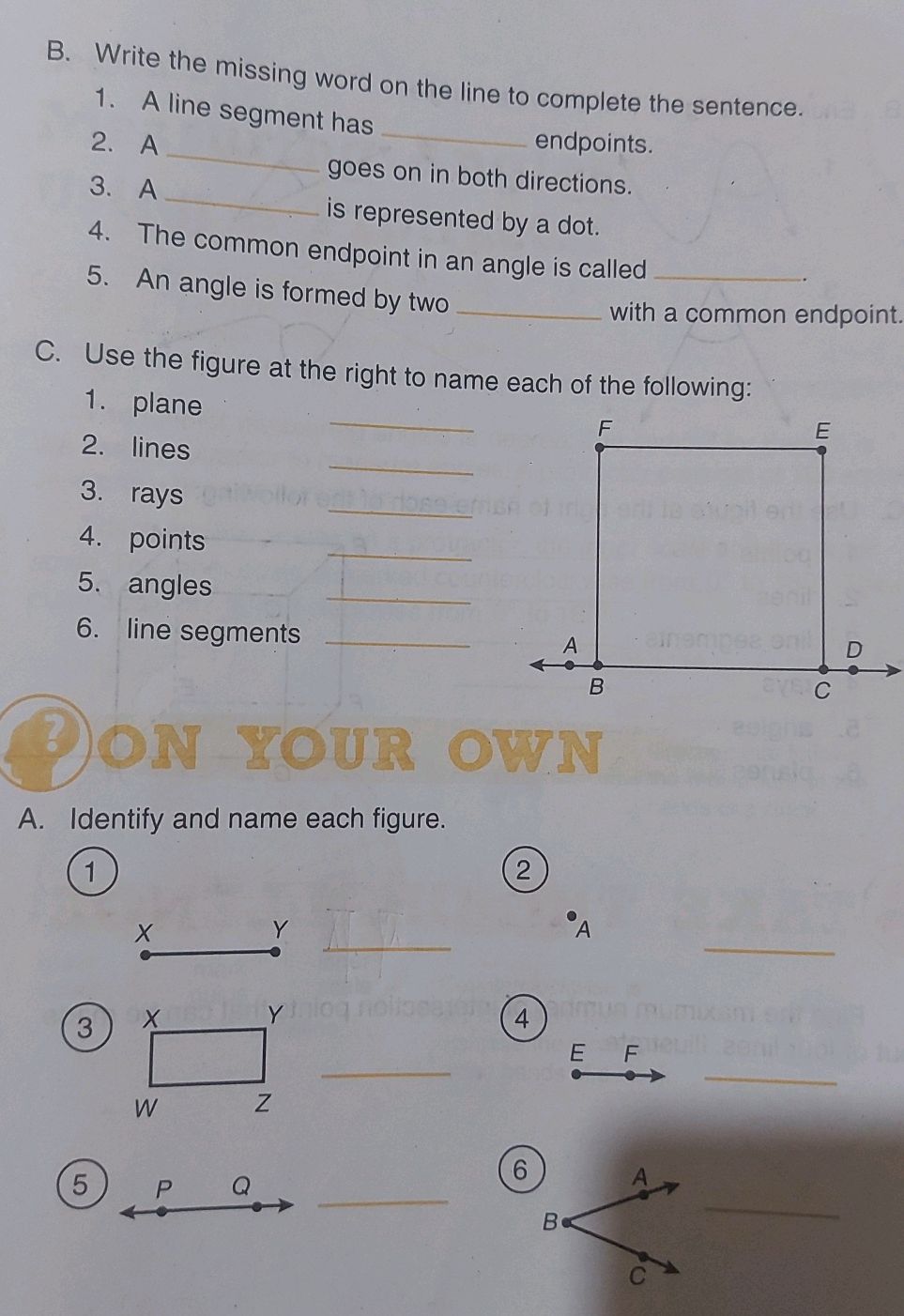 B. Write the missing word on the line to | StudyX