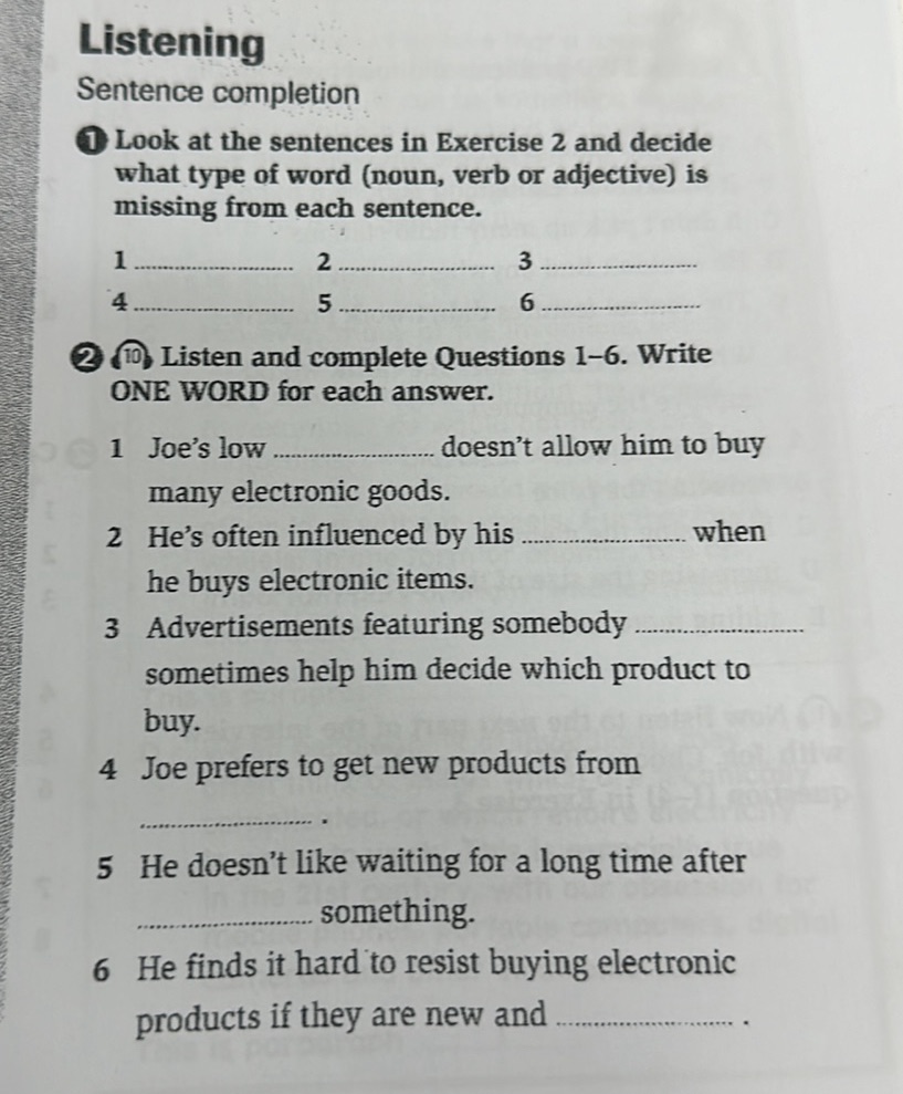 Sentence completion 1 Look at the sentences | StudyX