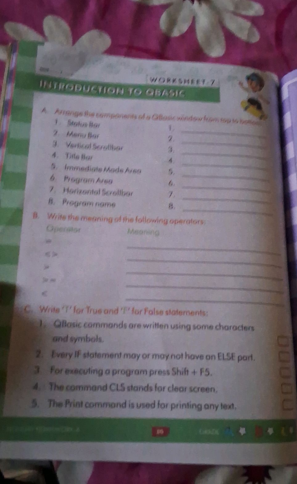 A. Arrange the components of a QBasic window | StudyX