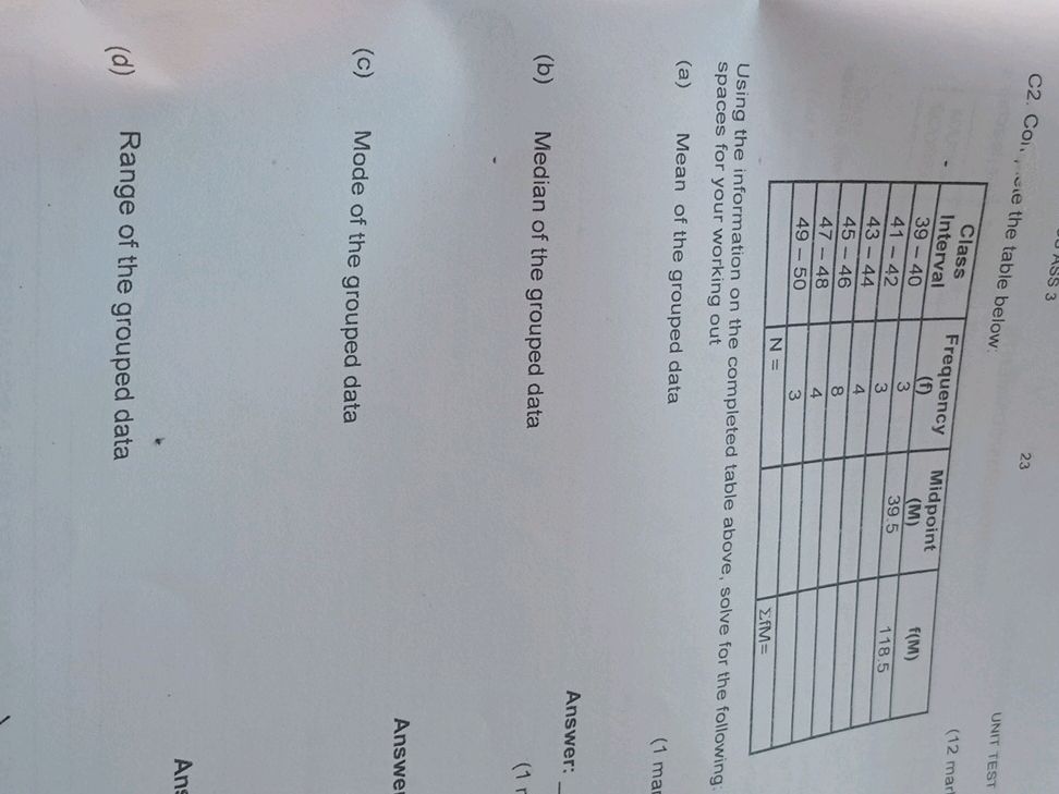 Using the information on the completed table | StudyX