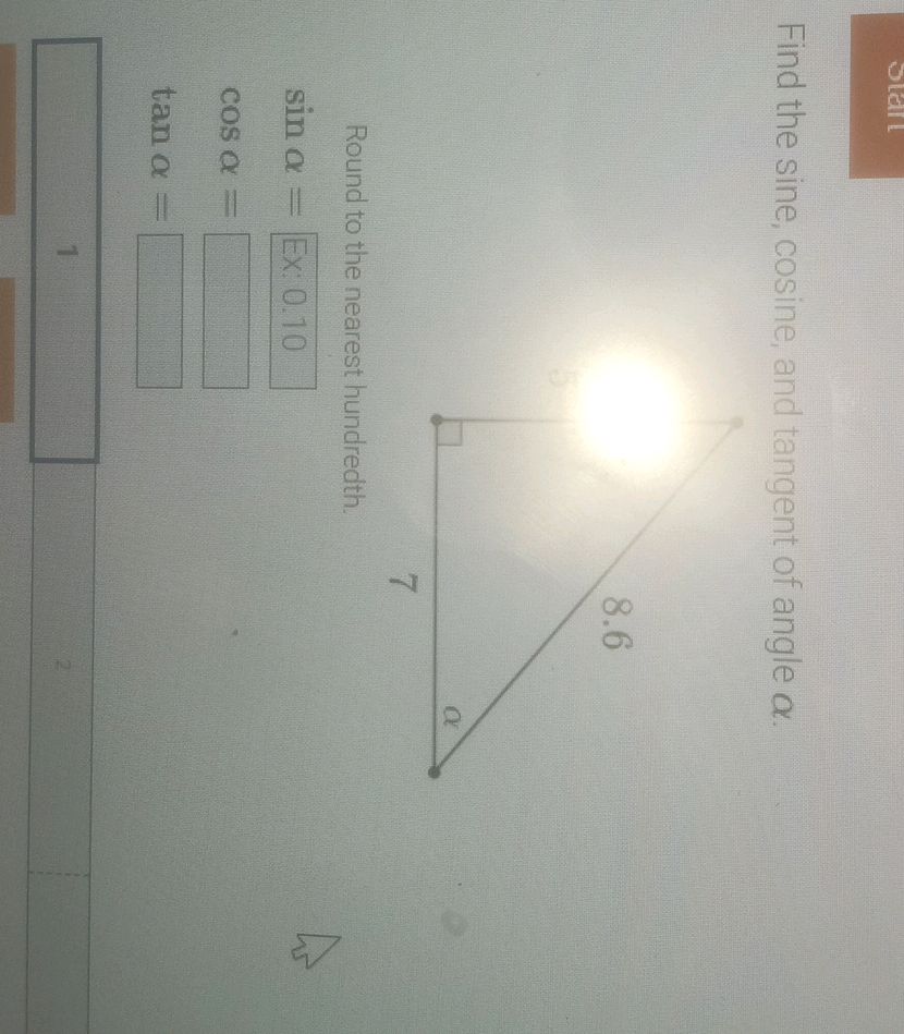 Find the sine, cosine, and tangent of angle | StudyX