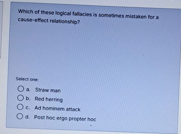 Which of these logical fallacies is
