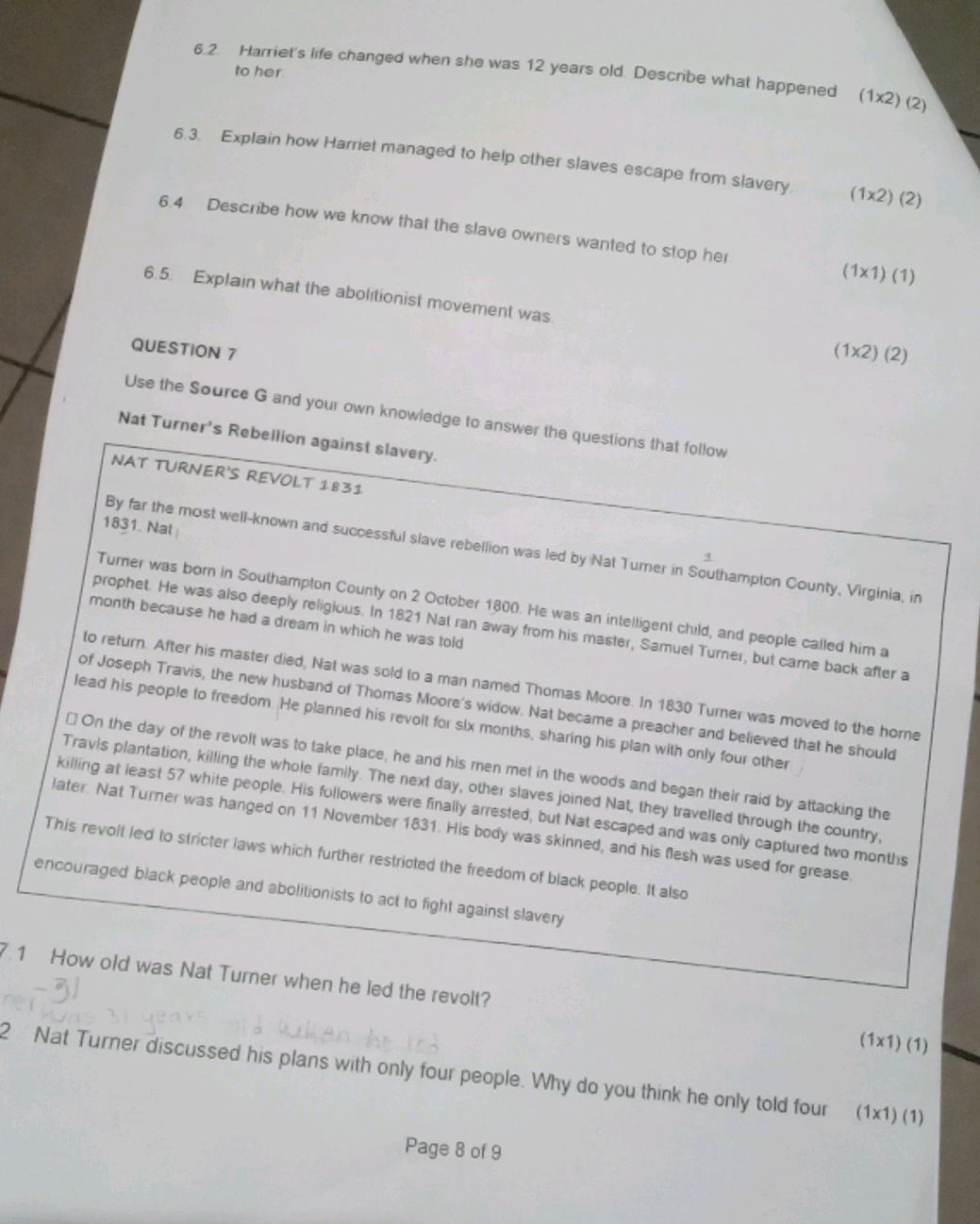 6.2. Harriet's life changed when she was 12 | StudyX