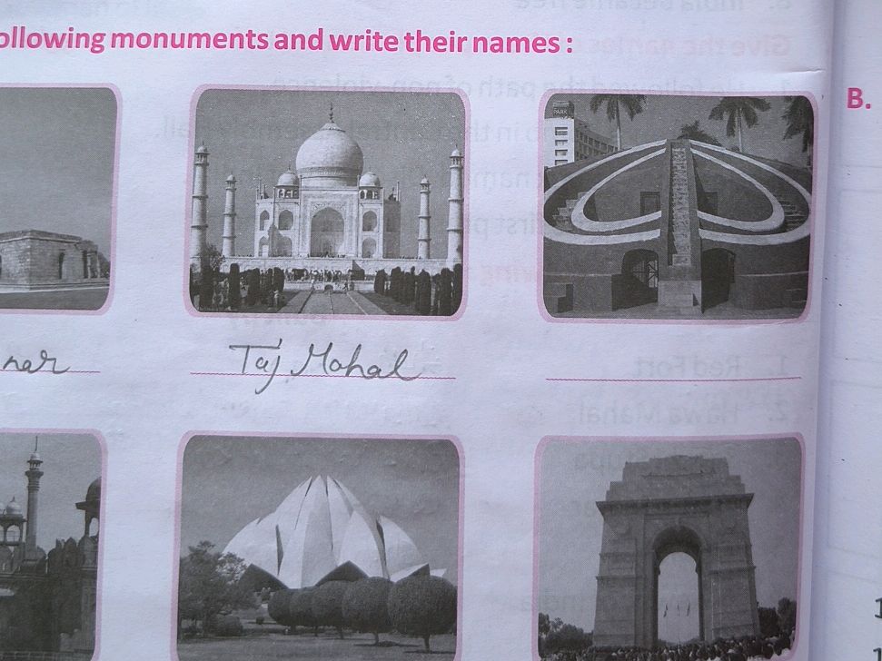 following monuments and write their names : | StudyX