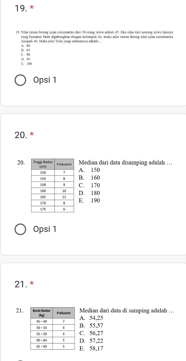 19. Nilai rataan hitung ujian matematika | StudyX