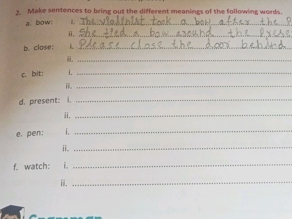 2. Make sentences to bring out the different | StudyX