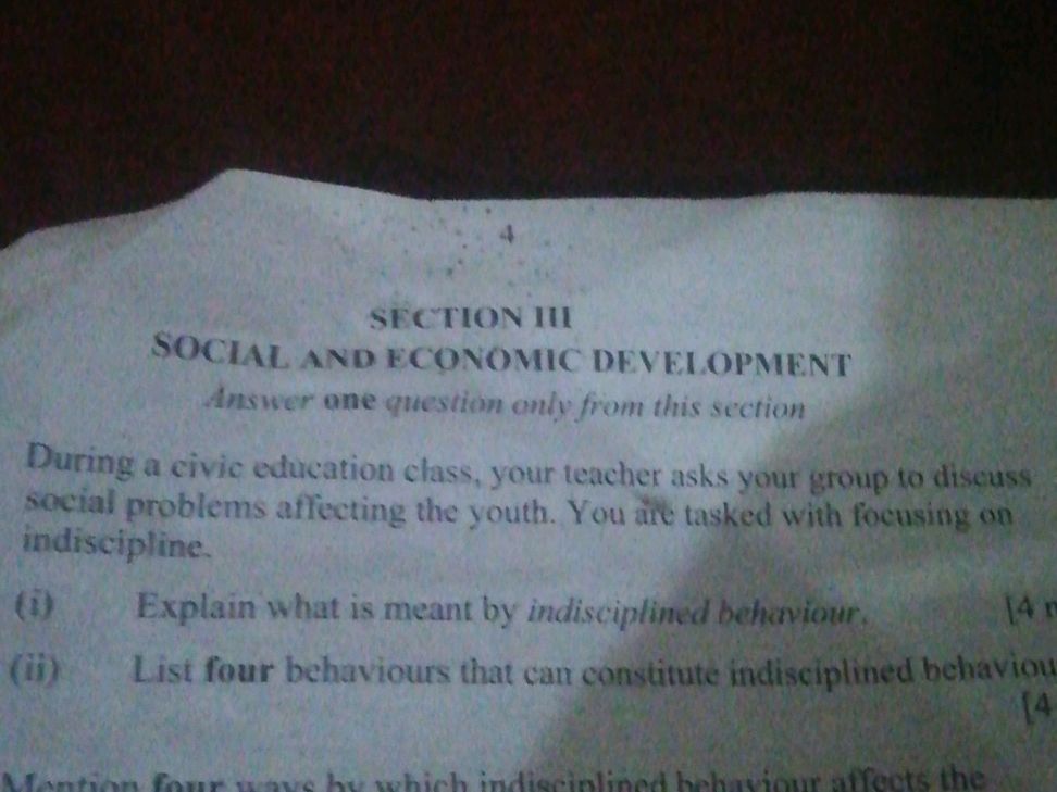 (i) Explain what is meant by indisciplined | StudyX