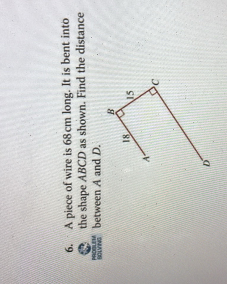 6. A piece of wire is 68 cm long. It is bent | StudyX