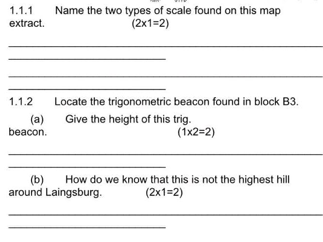 1.1.1 Name the two types of scale found on | StudyX