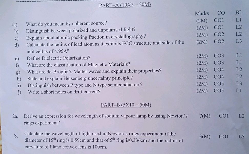 PART-A (10X2 = 20M) 1a) What do you mean by | StudyX