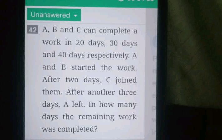 A, B and C can complete a work in 20 days, | StudyX