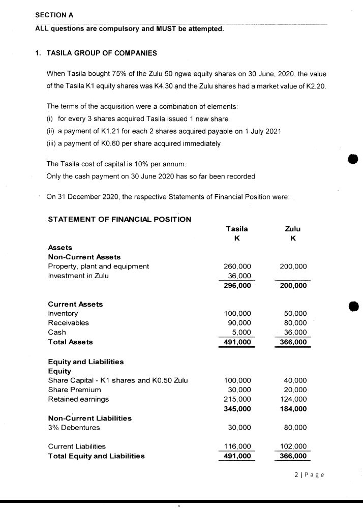 SECTION A ALL questions are compulsory and | StudyX
