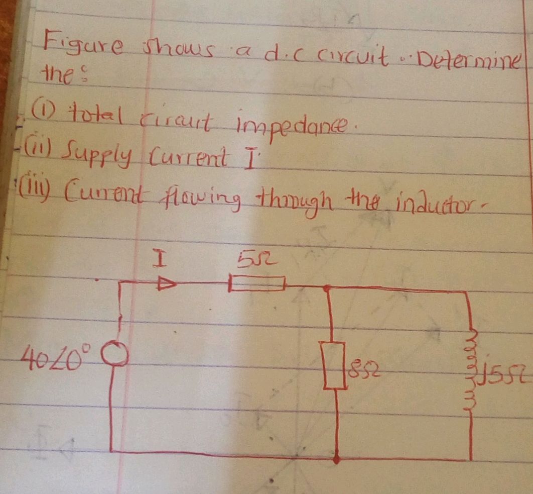 Figure shows a d.c circuit. Determine the: | StudyX