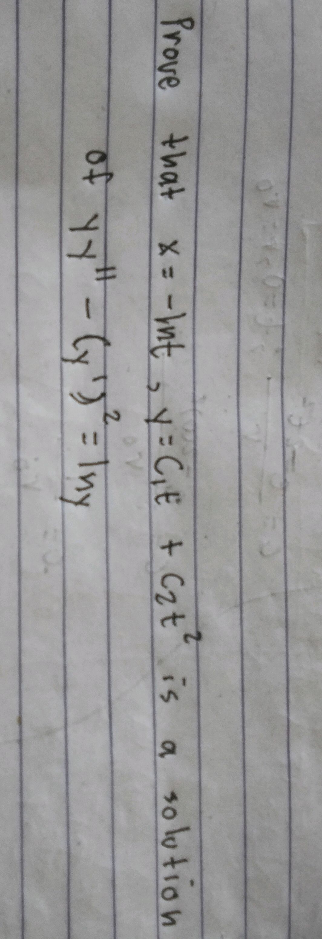 Prove that $x = - ext{Int} y = C_1 e^t + | StudyX