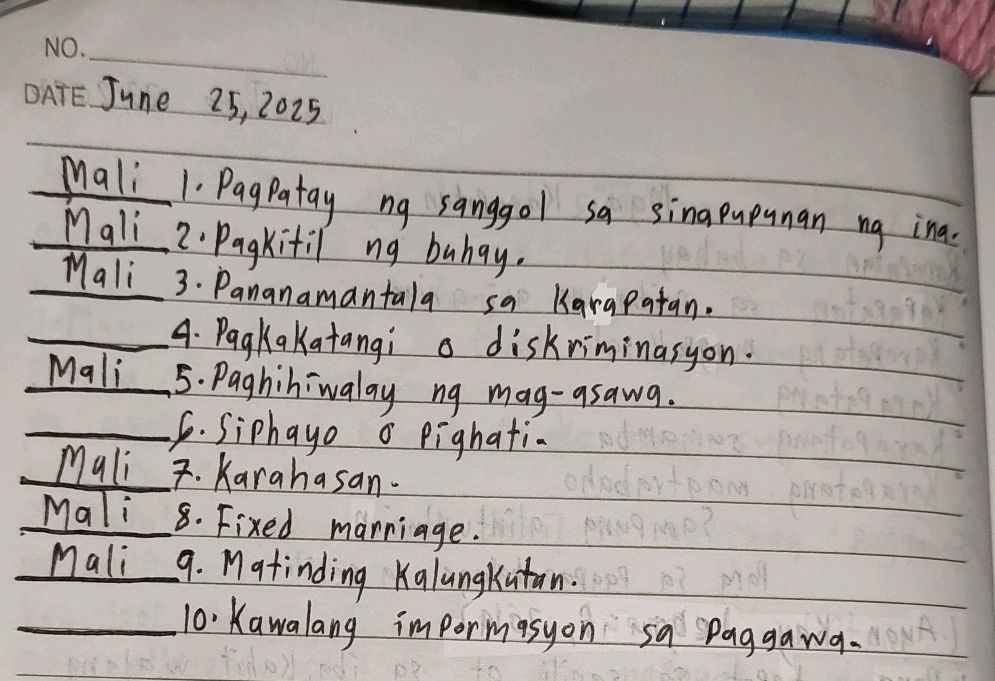 Mali 1. Pagpatay ng sanggol sa sinapupunan | StudyX