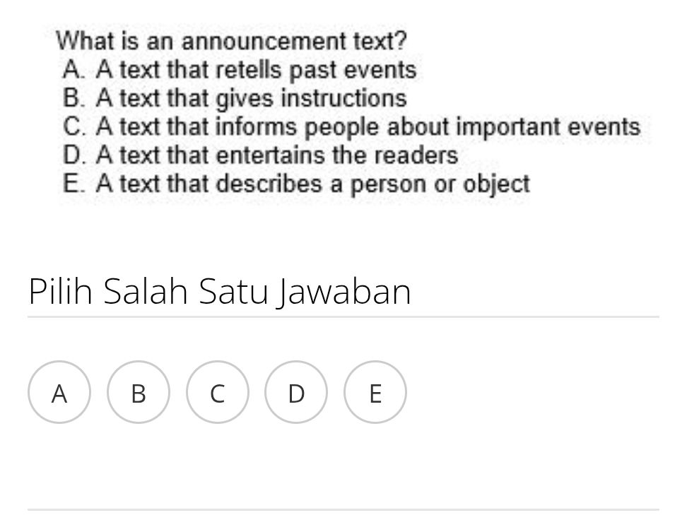 What is an announcement text? A. A text | StudyX