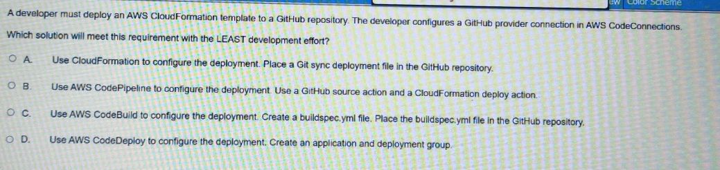 A developer must deploy an AWS | StudyX