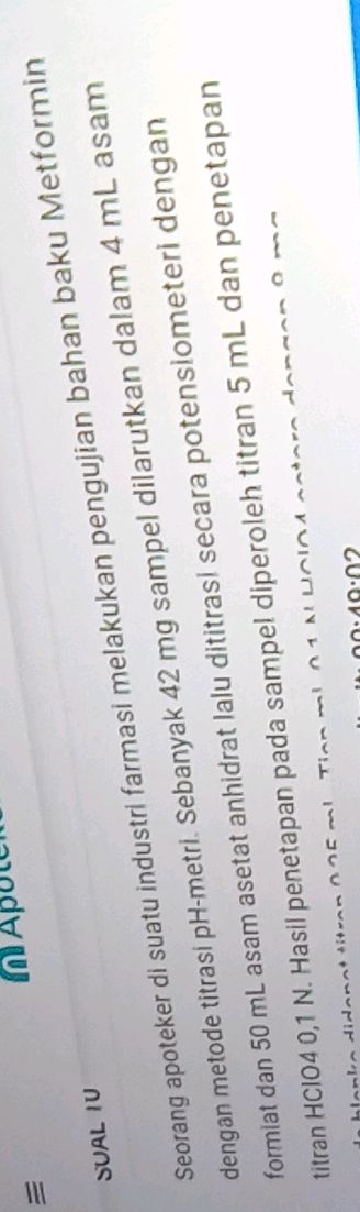 Seorang apoteker di suatu industri farmasi | StudyX