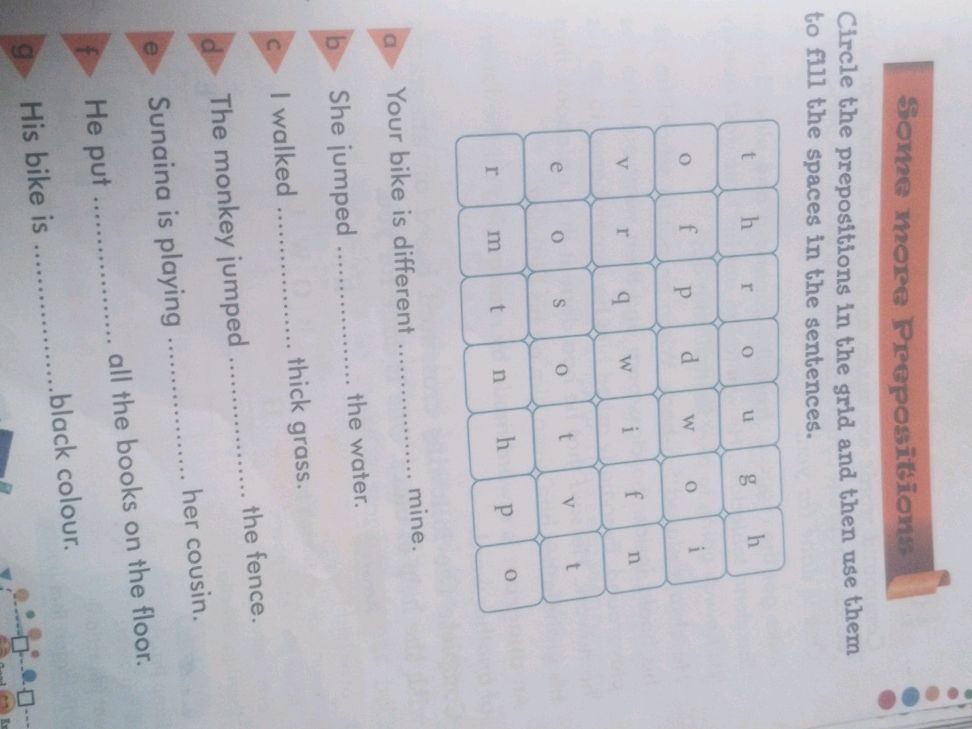 Circle the prepositions in the grid and then | StudyX