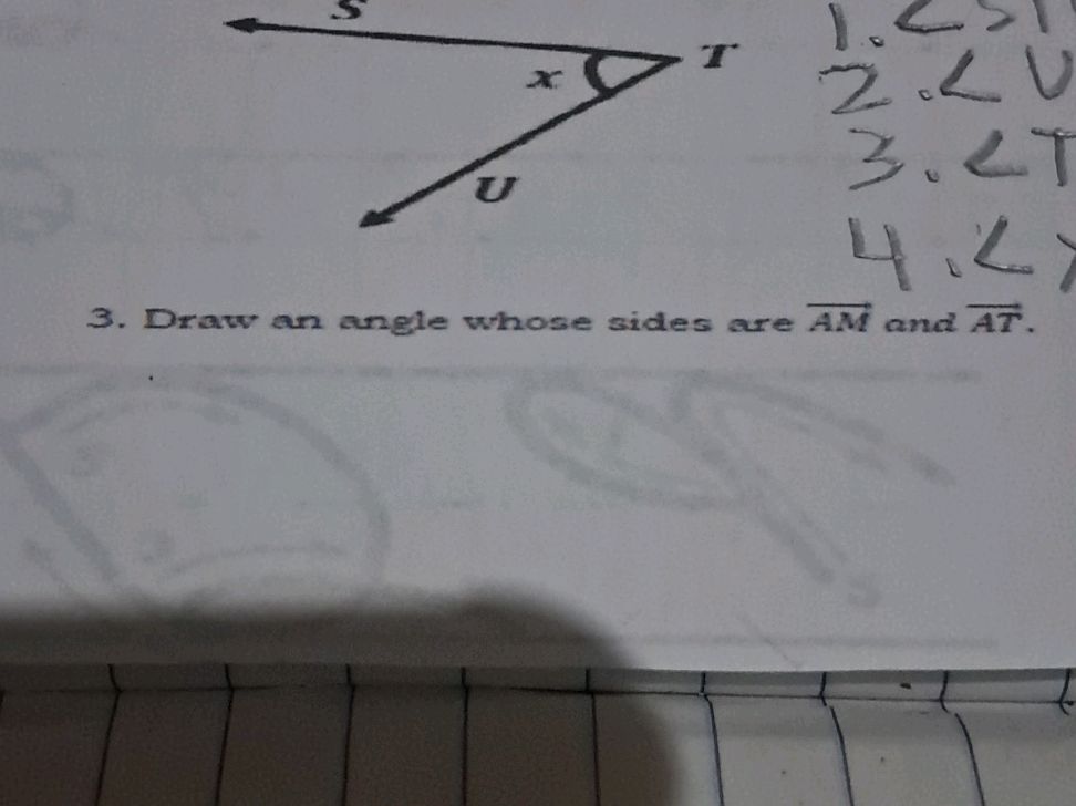 Draw an angle whose sides are $ {AM}$ and