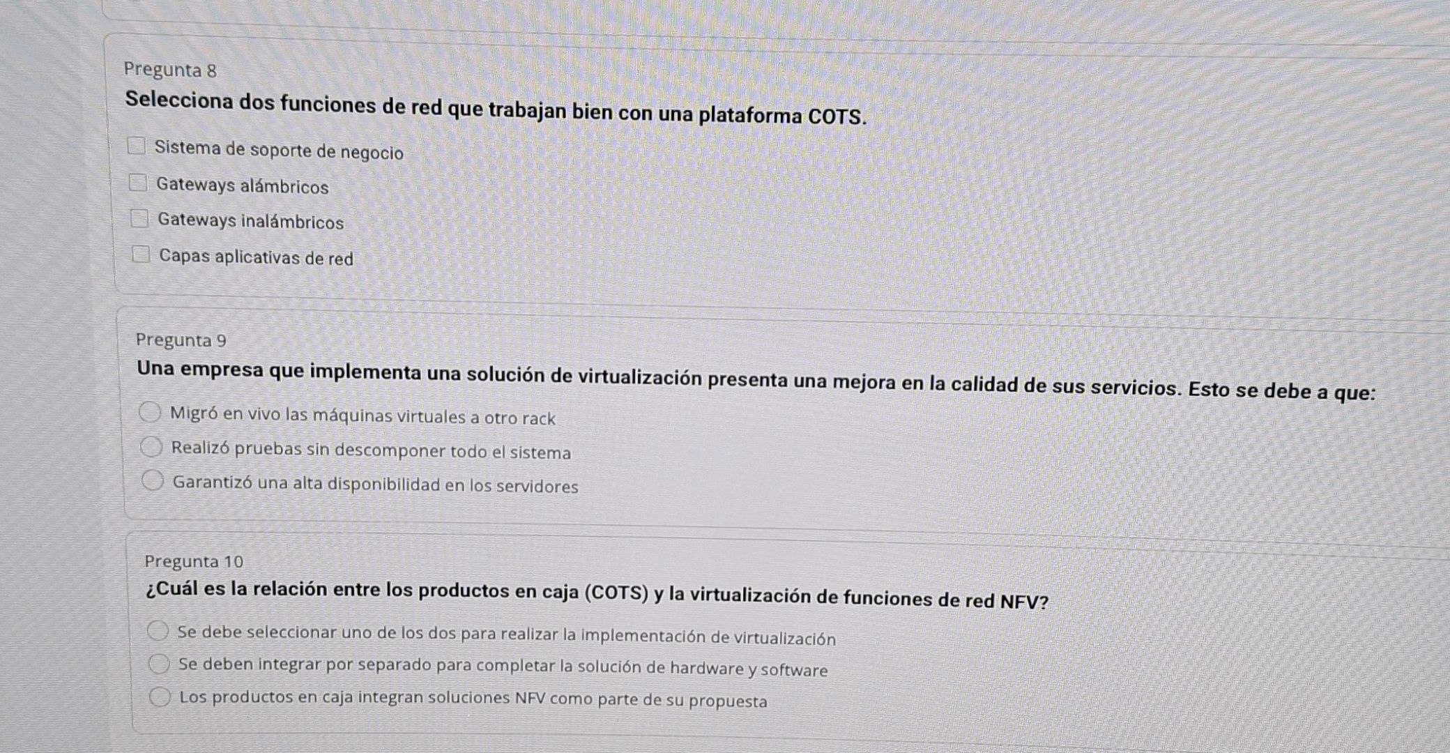Pregunta 8 Selecciona dos funciones de red | StudyX