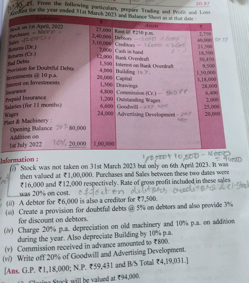 10. 21. From the following particulars, | StudyX