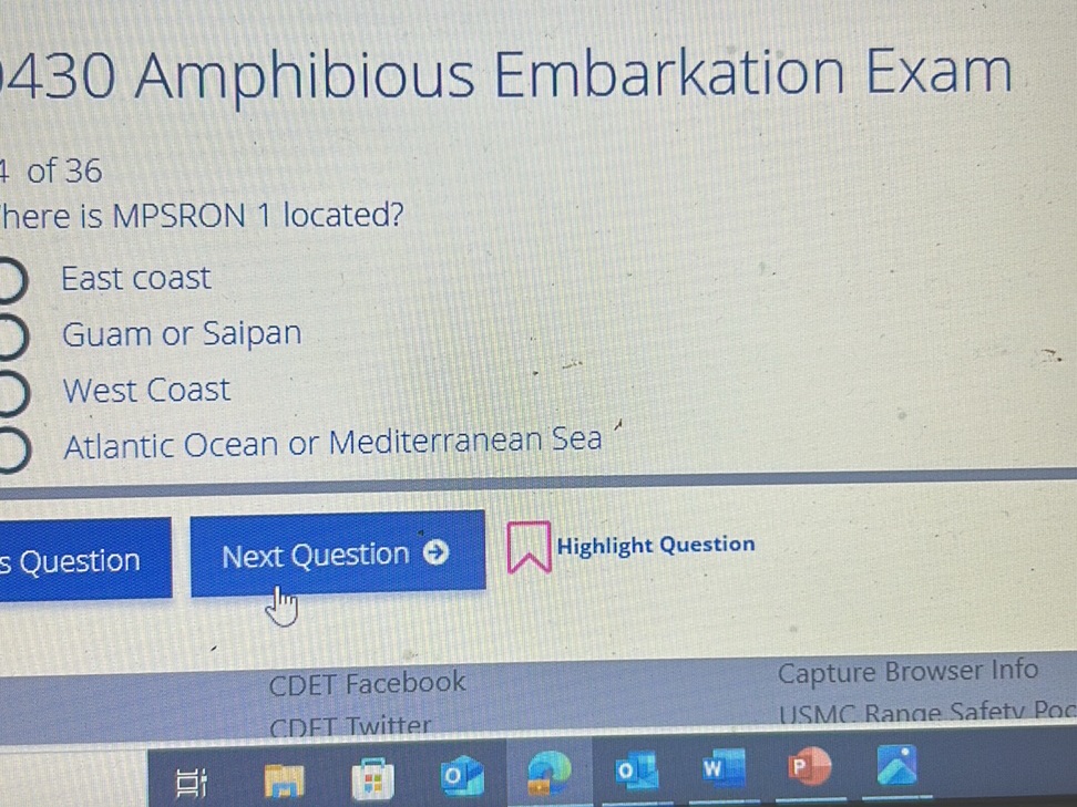There is MPSRON 1 located? East coast Guam